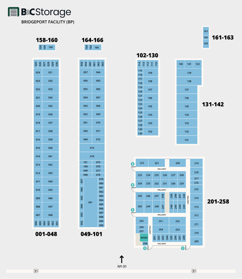 Bridgeport Facility Map | B&C Self Storage
