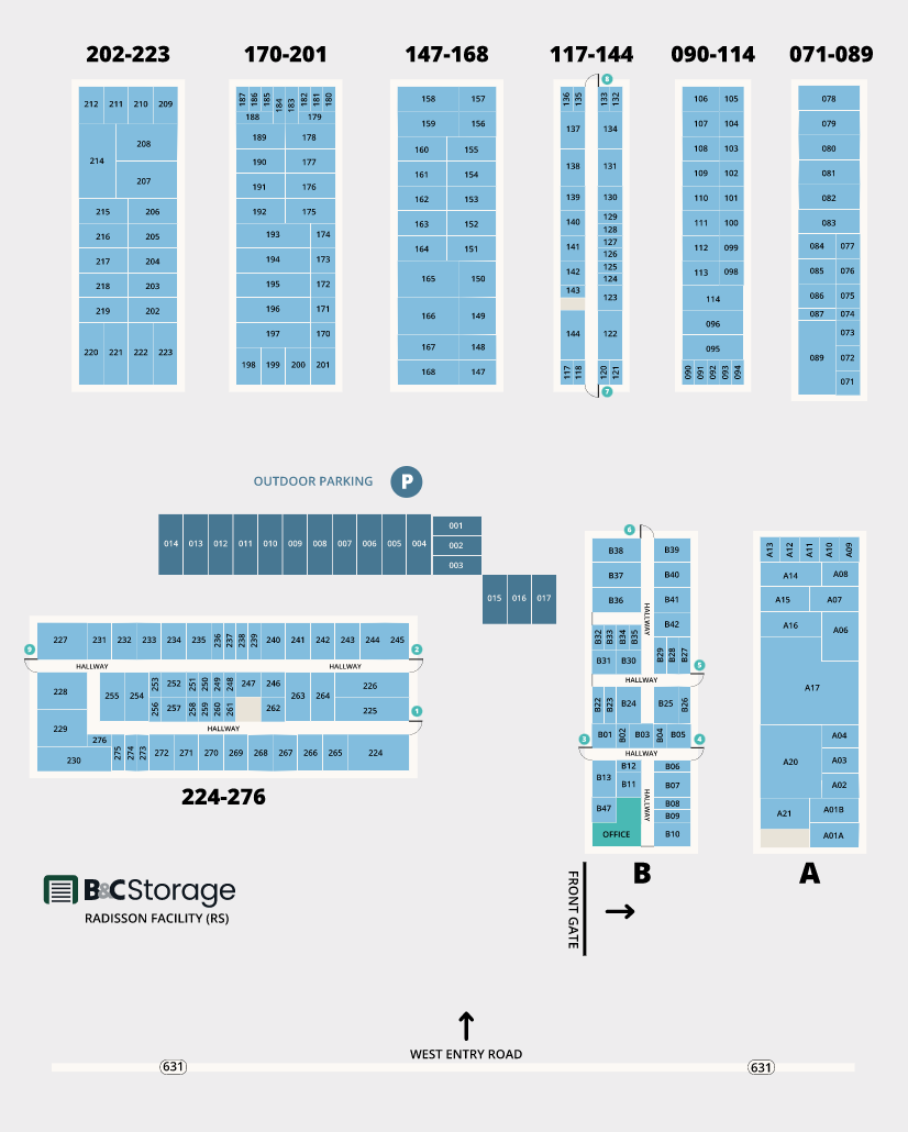 Radisson Facility Map | B&C Self Storage